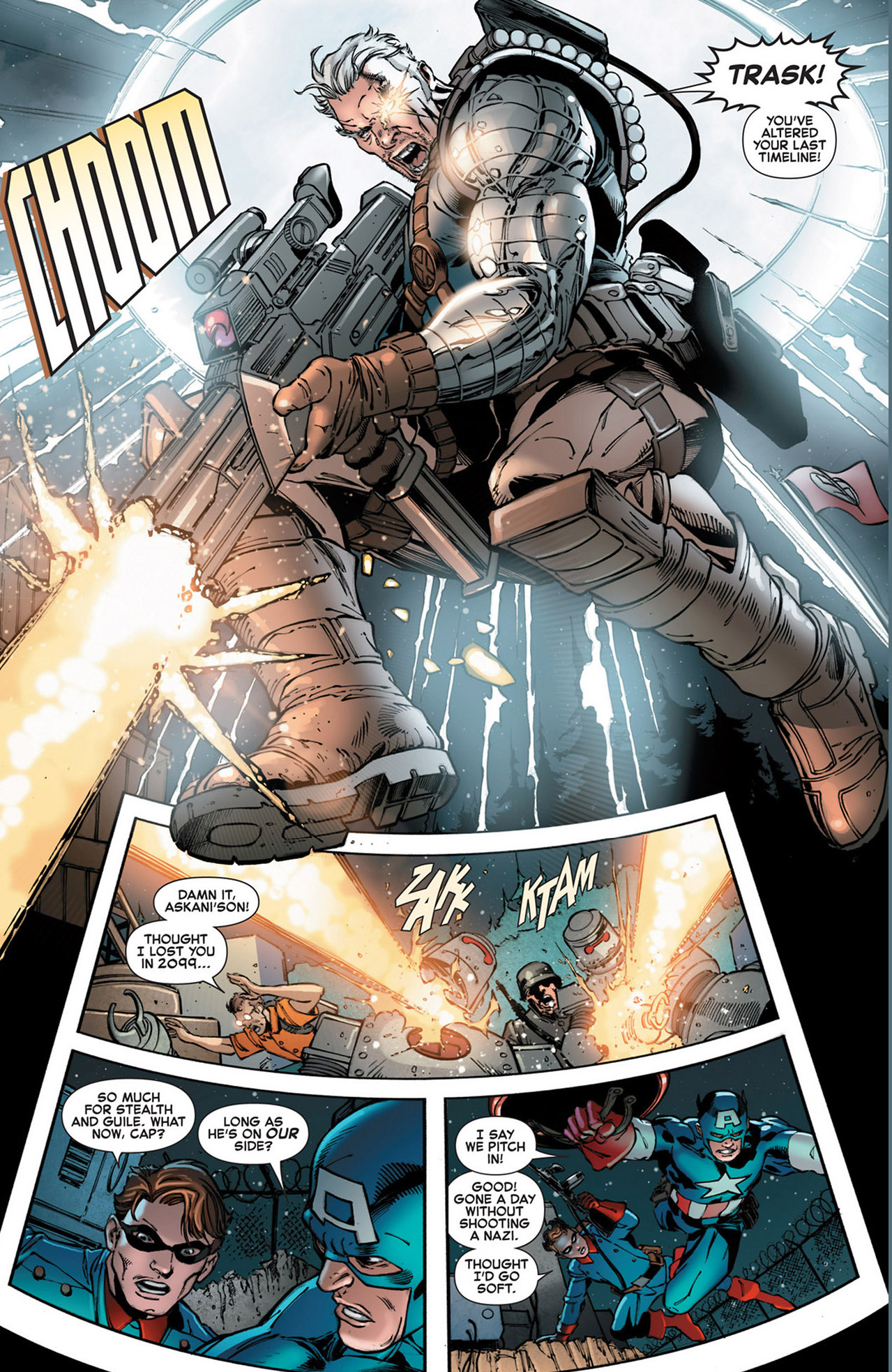 Captain America, Bucky And Cable VS A Nazi Sentinel – Comicnewbies