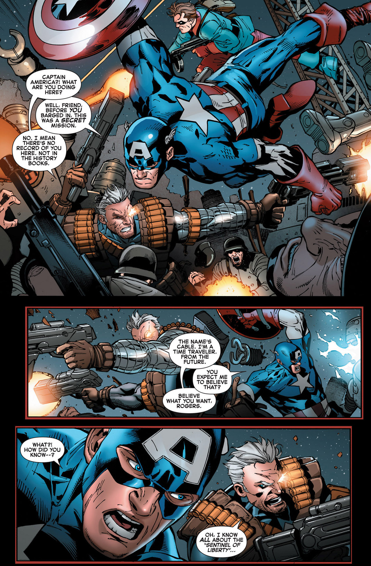 Captain America, Bucky And Cable VS A Nazi Sentinel – Comicnewbies